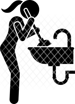 actions icon, dislodge icon, clogged icon, sink icon, basin icon ...