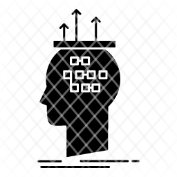 algorithm icon, brain icon, conclusion icon, process icon, thinking icon