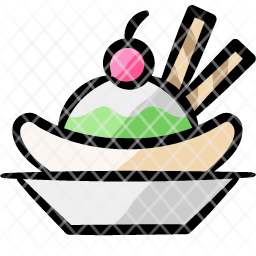 banana split icon, food icon, dessert icon, menu icon, restaurant icon