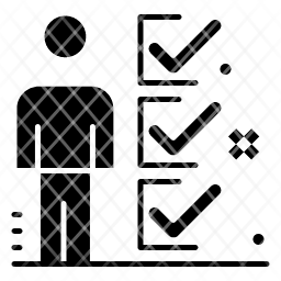 checklist icon, job icon, user icon, tick icon, man icon