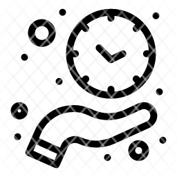 clock icon, hand icon, hold icon, time icon, save icon