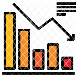 decrease icon, graph icon, chart icon