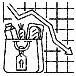 disinflation icon, inflation icon, slowing icon, decrease icon, goods ...