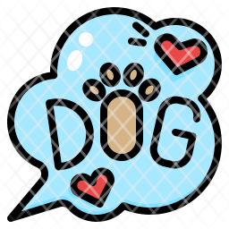 dog icon, lettering icon, text icon, bubble icon, pets icon, label icon