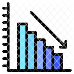 down icon, decrease icon, bar icon, chart icon, stats icon, statistics ...
