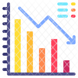 down icon, decrease icon, bar icon, chart icon, stats icon, statistics icon, plot icon