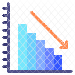 down icon, decrease icon, bar icon, chart icon, stats icon, statistics icon, plot icon