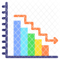 down icon, decrease icon, bar icon, chart icon, stats icon, statistics ...