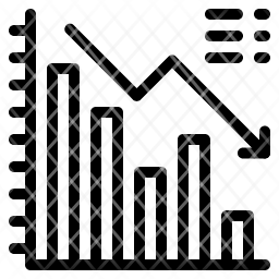 down icon, decrease icon, bar icon, chart icon, stats icon, statistics icon, plot icon