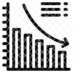 down icon, decrease icon, bar icon, chart icon, stats icon, statistics ...