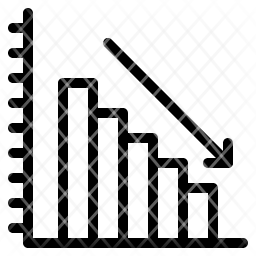 down icon, decrease icon, bar icon, chart icon, stats icon, statistics icon, plot icon