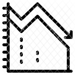 down icon, decrease icon, bar icon, chart icon, stats icon, statistics icon, plot icon