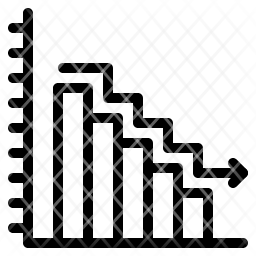 down icon, decrease icon, bar icon, chart icon, stats icon, statistics icon, plot icon