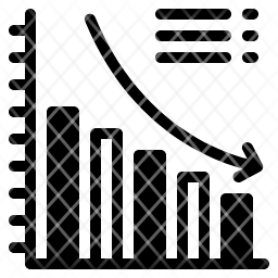 down icon, decrease icon, bar icon, chart icon, stats icon, statistics ...