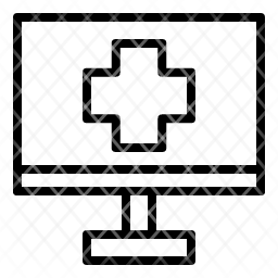 medical monitor icon, medical display icon, hospital icon, cardiogram ...