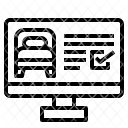 monitor icon, screen icon, bed icon, check icon