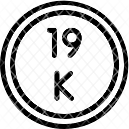 potassium icon, periodic icon, table icon, chemistry icon, metal icon ...