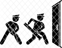 raid icon, police icon, battering ram icon, door icon, bust icon, cop ...