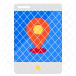 smartphone icon, map icon, pin icon, locations icon