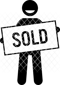 sold icon, sign icon, holding icon, man icon, person icon, signboard ...