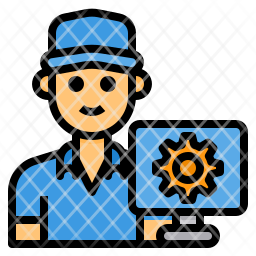 technician icon, avatar icon, occupation icon, man icon, computer icon