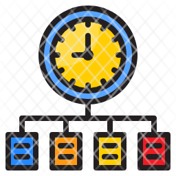 time icon, management icon, clock icon, diagram icon, flow icon, chart icon