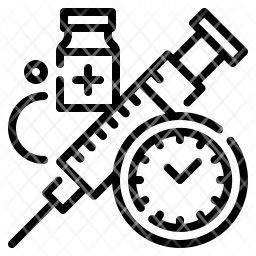 time icon, vaccine icon, syringe icon, injection icon, clock icon ...